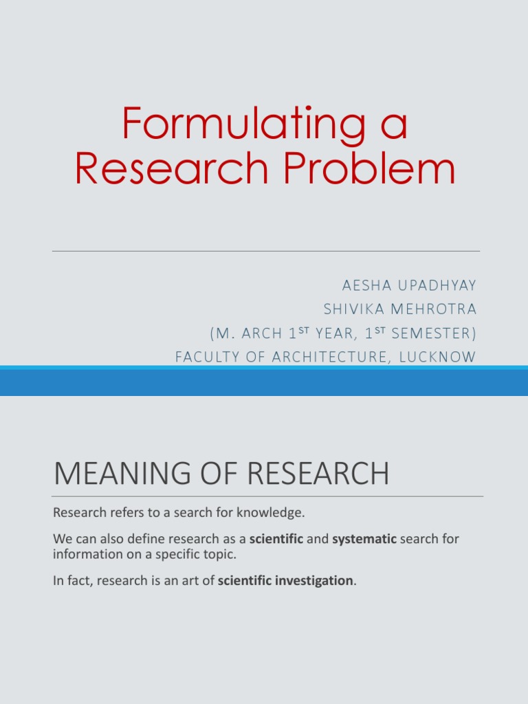 Formulating A Research Problem | PDF | Scientific Method | Emergence