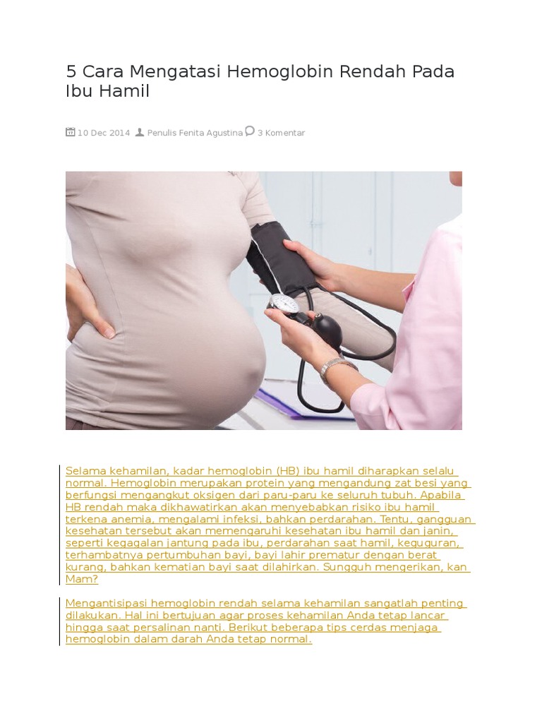 5 Cara Mengatasi Hemoglobin Rendah Pada Ibu Hamil | PDF