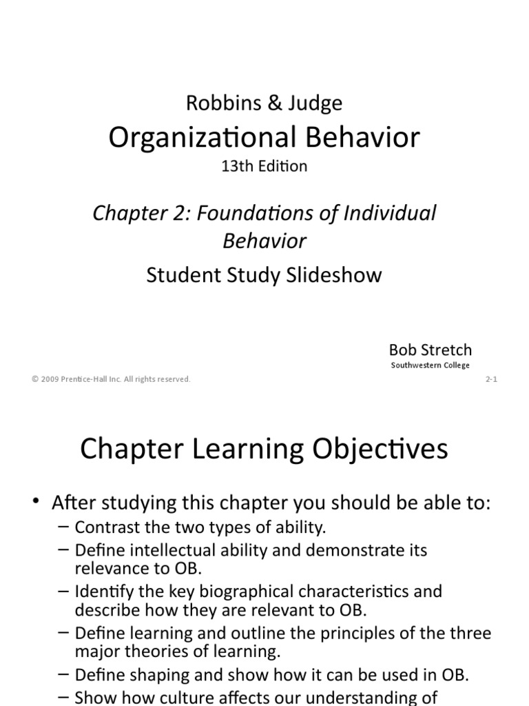 Organizational Behavior: Robbins & Judge | PDF | Reinforcement | Classical Conditioning