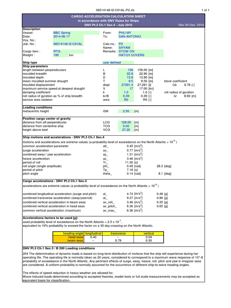 Cargo Acceleration Calculation for BBC Spring | PDF | Acceleration ...