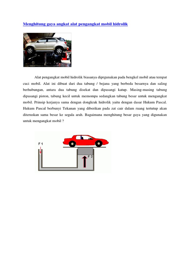 Menghitung Gaya Angkat Alat Pengangkat Mobil Hidrolik | PDF | Teknologi ...
