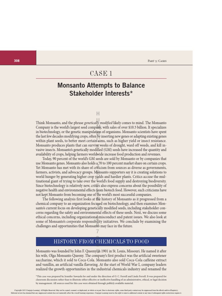 Case Study Monsanto | PDF | Monsanto | Genetically Modified Crops