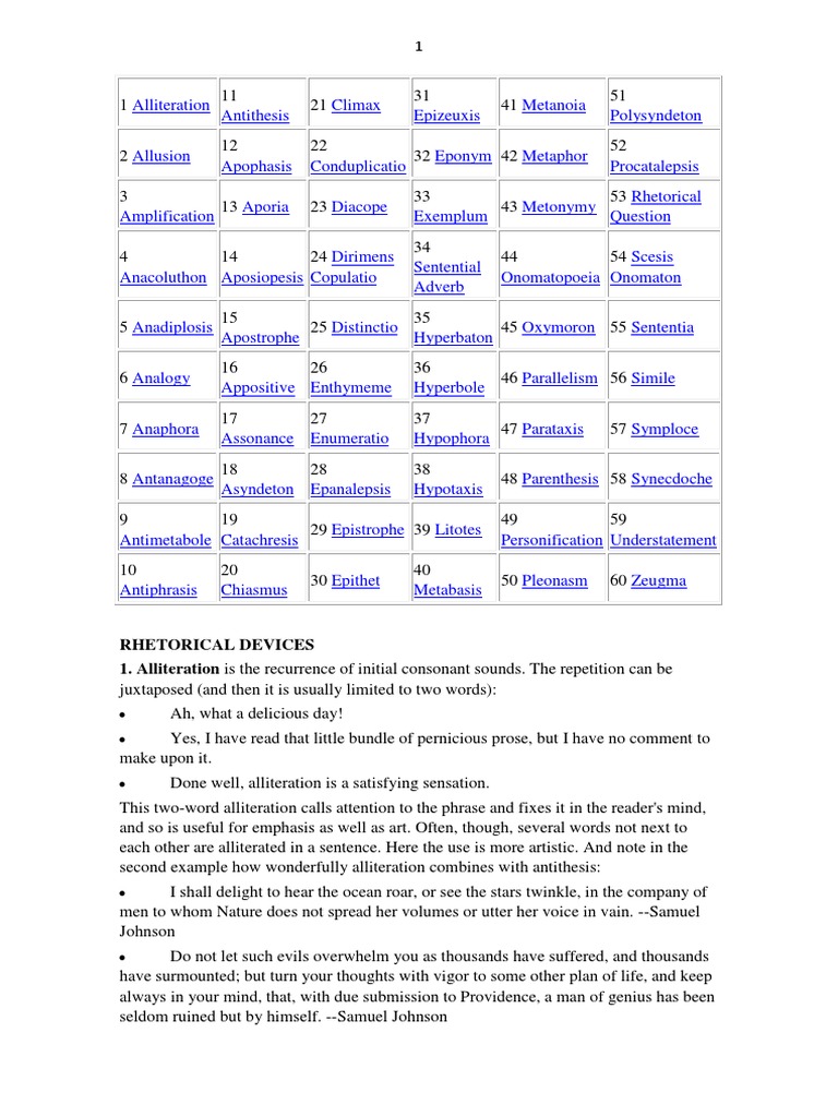 Overview of Rhetorical Devices | PDF | Sentence (Linguistics)