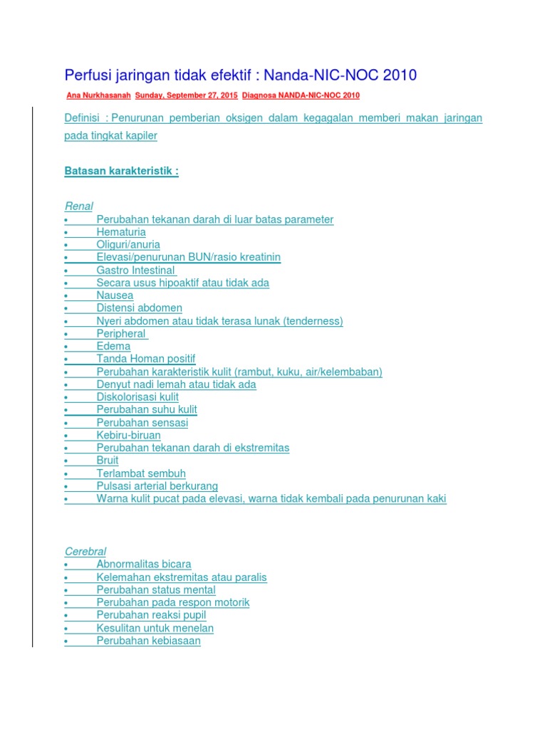 Diagnosa Perfusi Jaringan Tidak Efektif | PDF