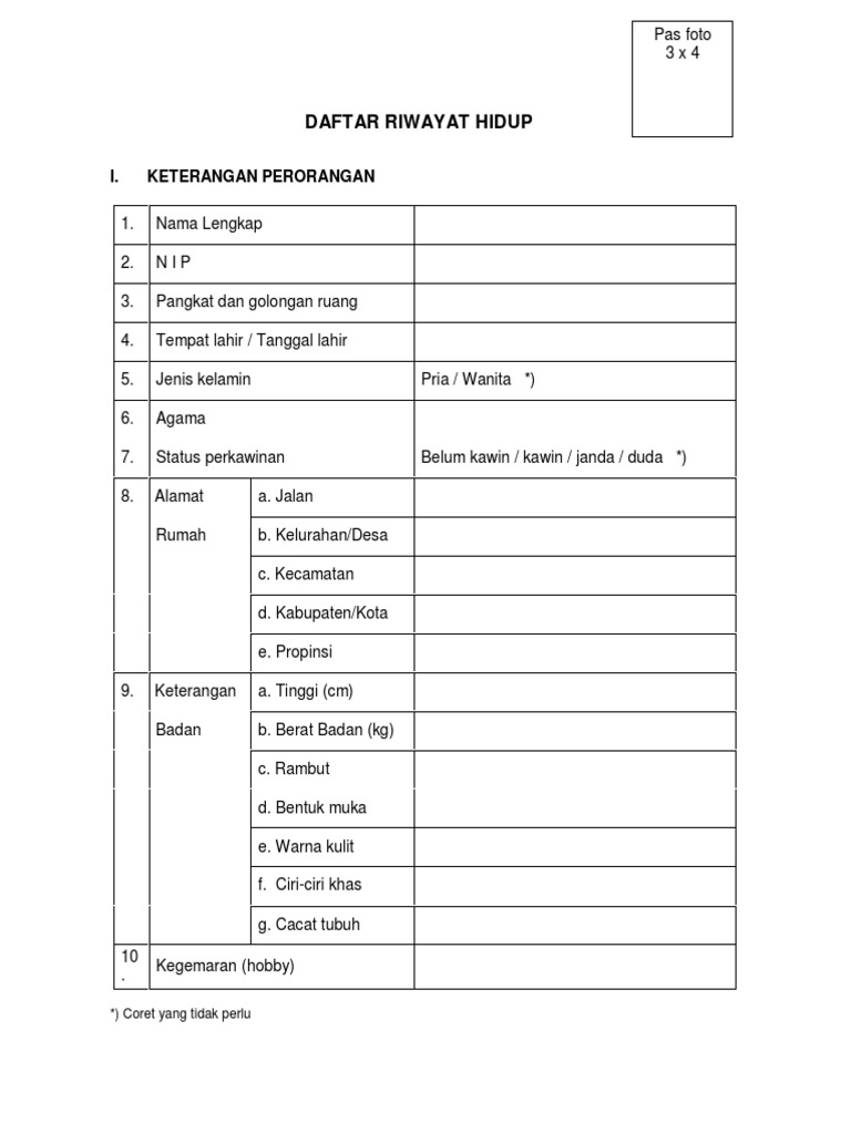 Format DRH Cpns BPPT 2017 | PDF