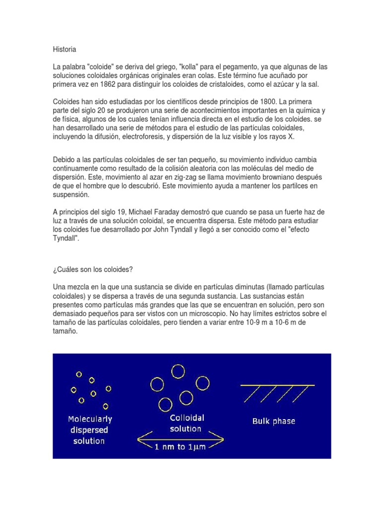 Historia de Los Coloides | PDF | Coloide | Física Aplicada e Interdisciplinaria
