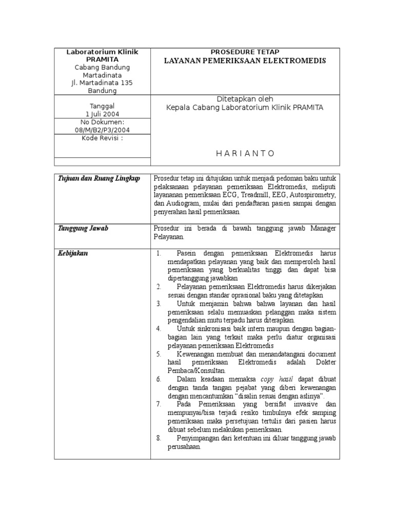 SOP Elektromedis | PDF