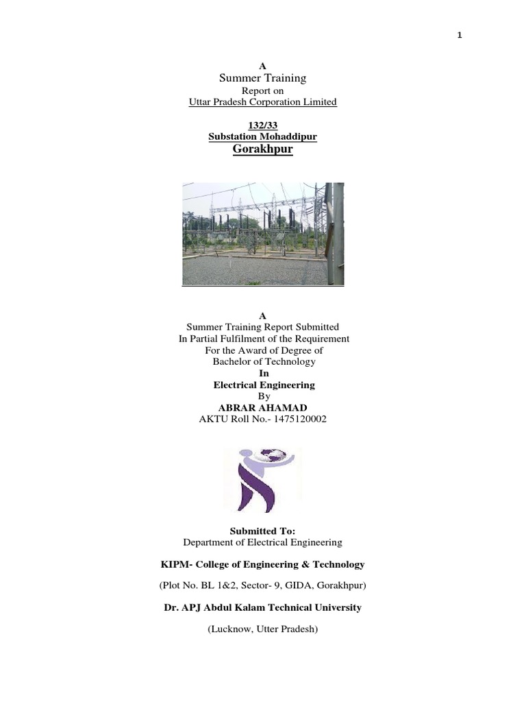 Training Report On 132/33 KV Sub-Station | PDF | Electrical Substation ...