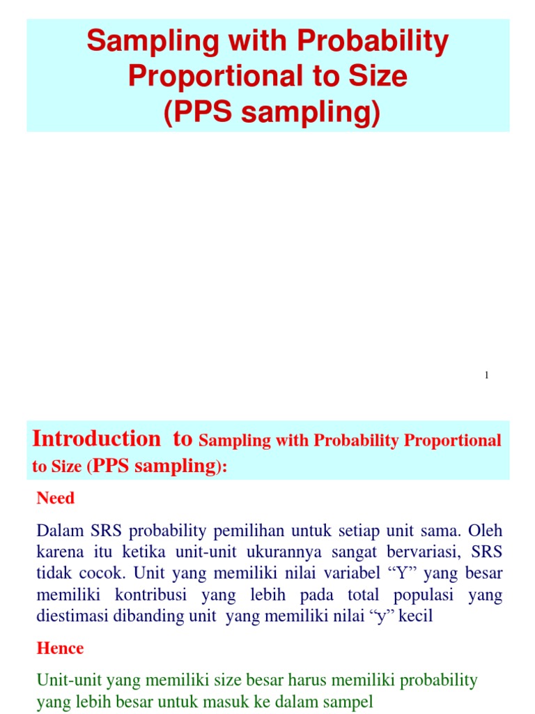 PPS Sampling: Proportional Probability | PDF | Pengambilan Sampel ...