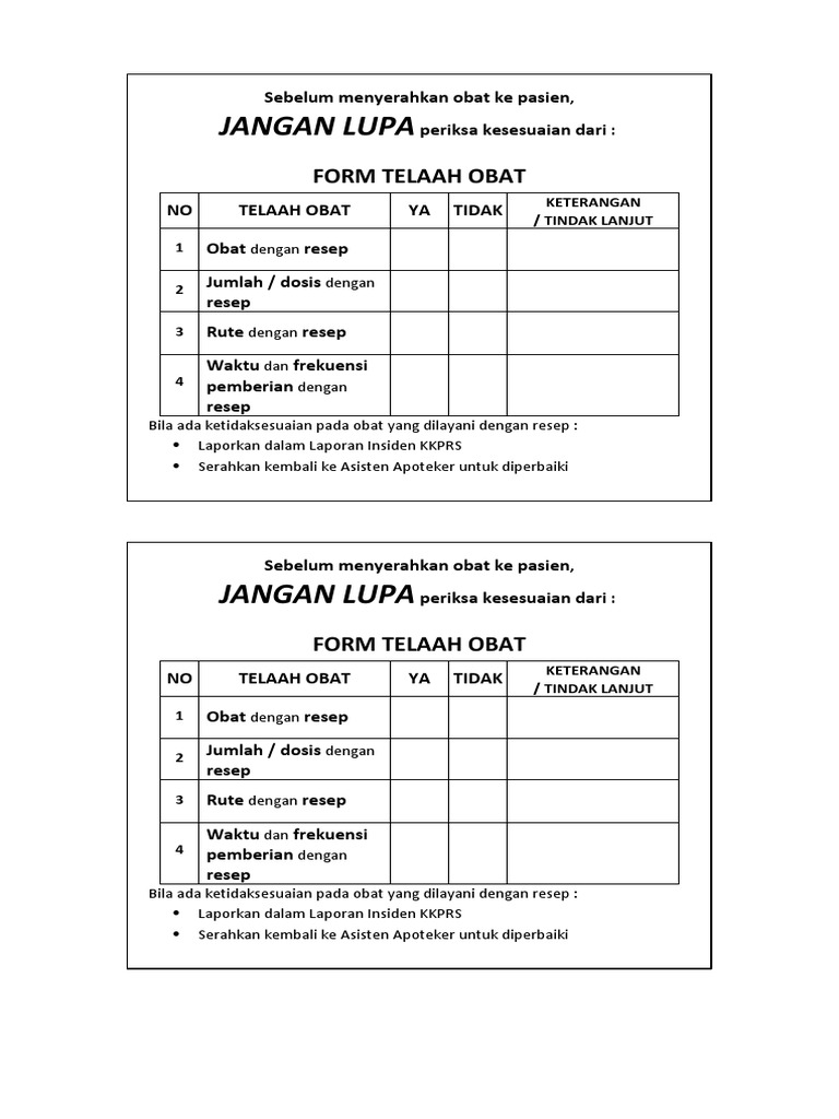 FORM Telaah Obat | PDF