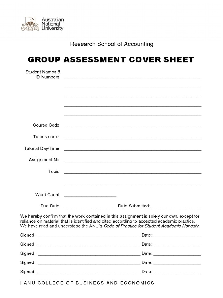 Group Assessment Cover Sheet | PDF