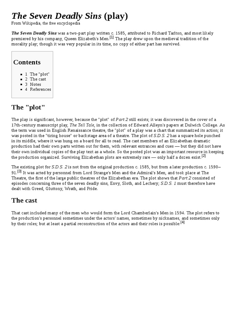 The Seven Deadly Sins (Play) - Richard Tarlton | PDF | English ...
