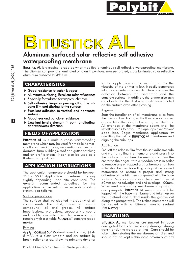 Bitustick Al PDF | PDF | Concrete | Adhesive