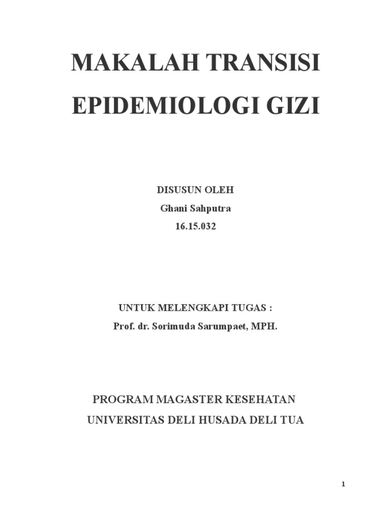 Makalah Transisi Epidemiologi Gizi | PDF | Pengembangan Diri