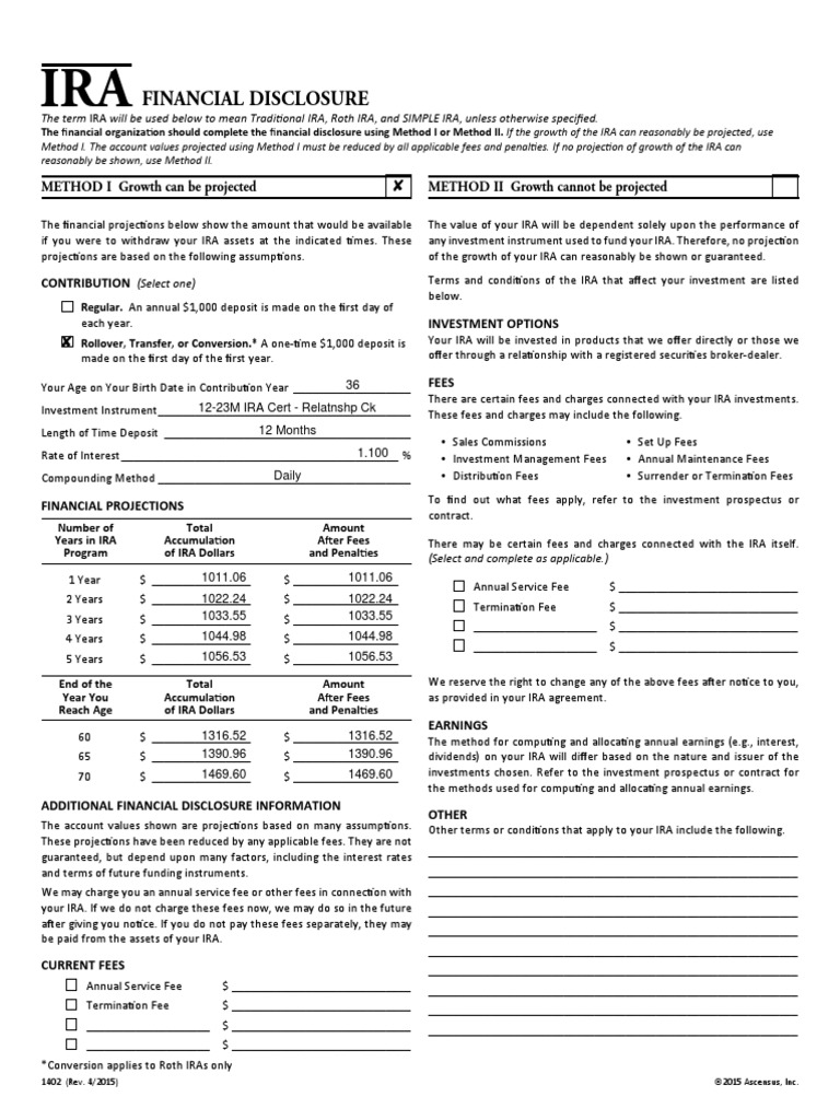 98 Traditional IRA Custodial Plan Agreement and Disclosure Statement (3 ...