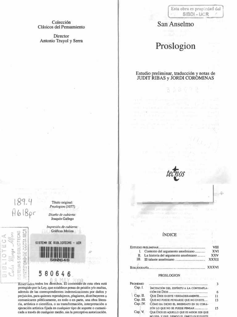 Anselmo de Canterbury Proslogion PDF | Descargar gratis PDF ...