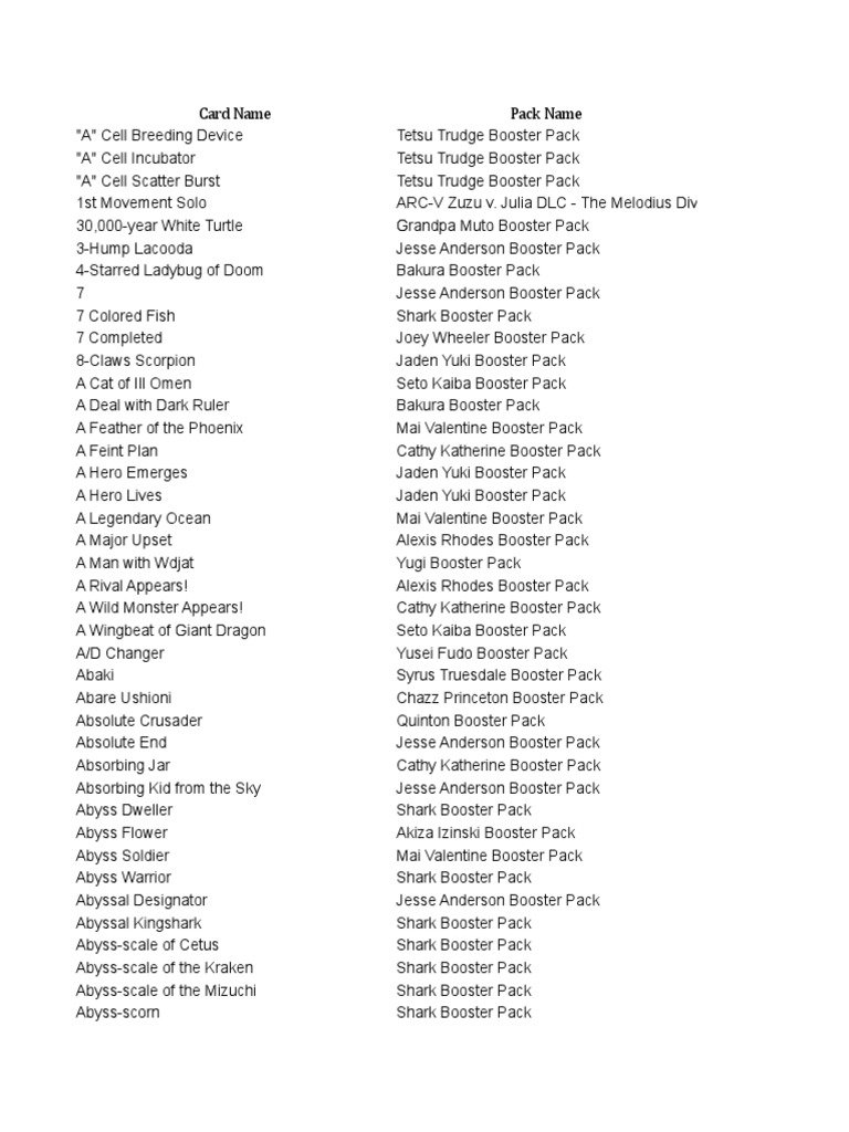 Legacy of The Duelist Master Card List | PDF | Nature