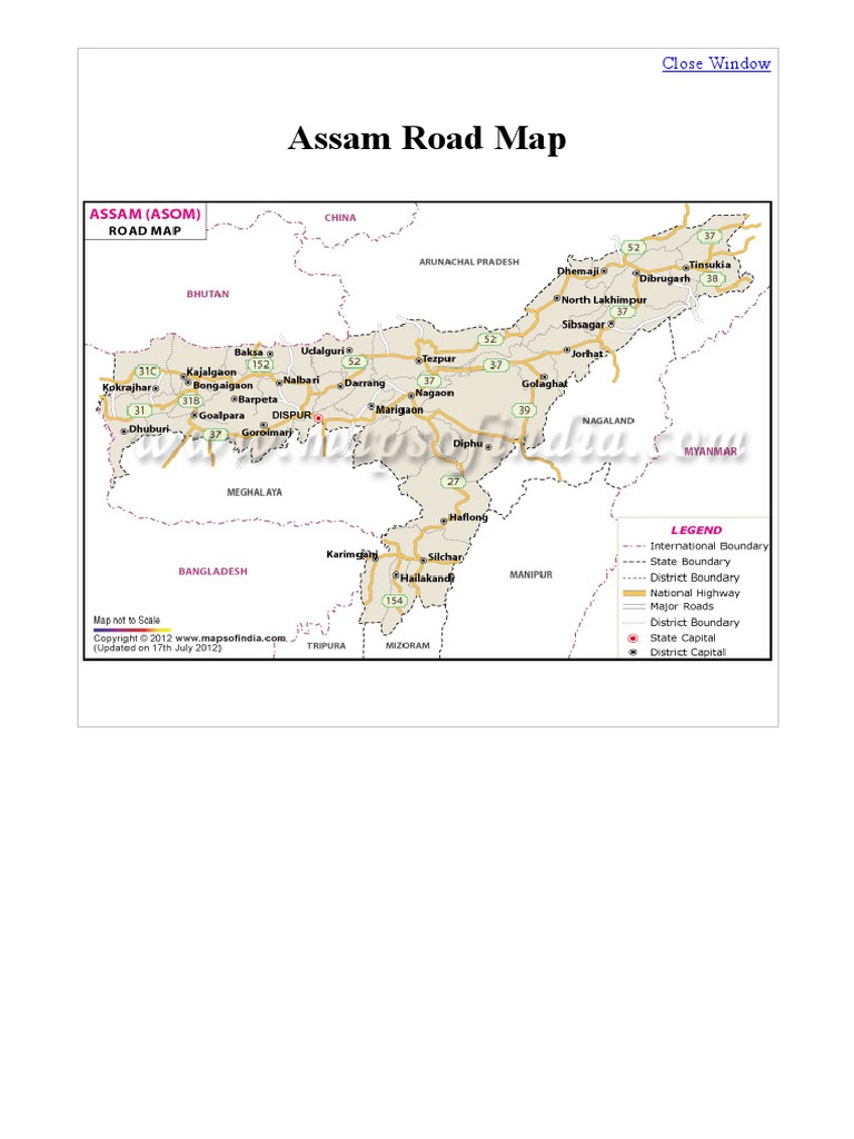 Assam Road Map: Close Window | PDF