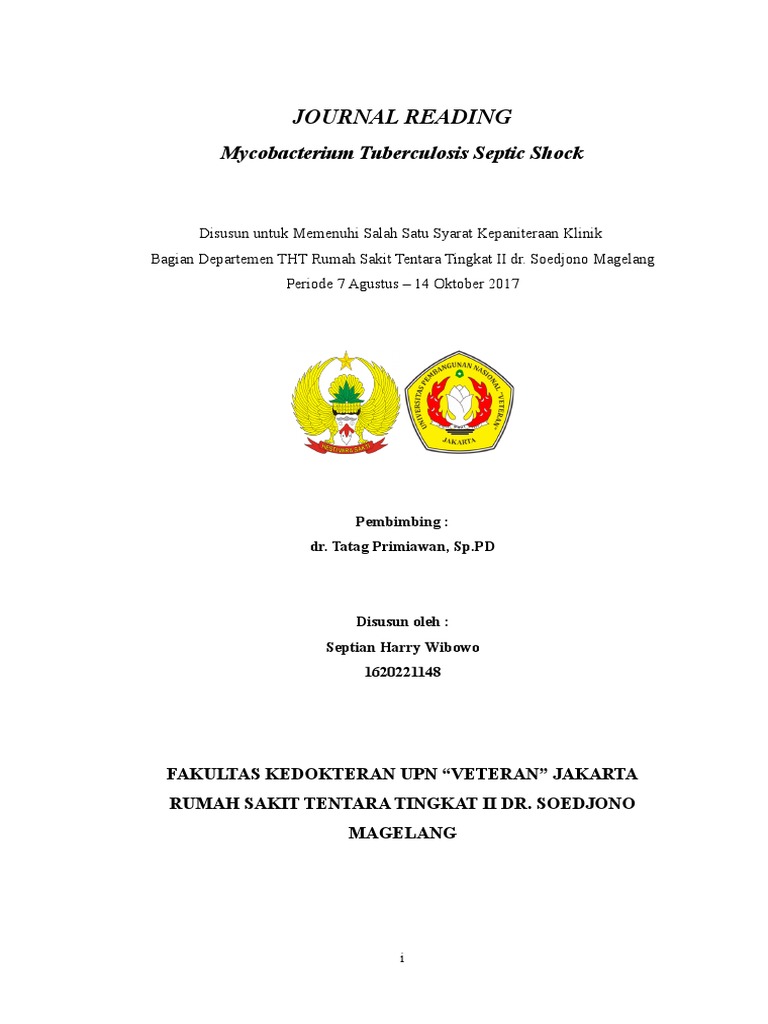 Journal Reading (Micobacterium Tuberculosis Septic Shock) Septian HW ...