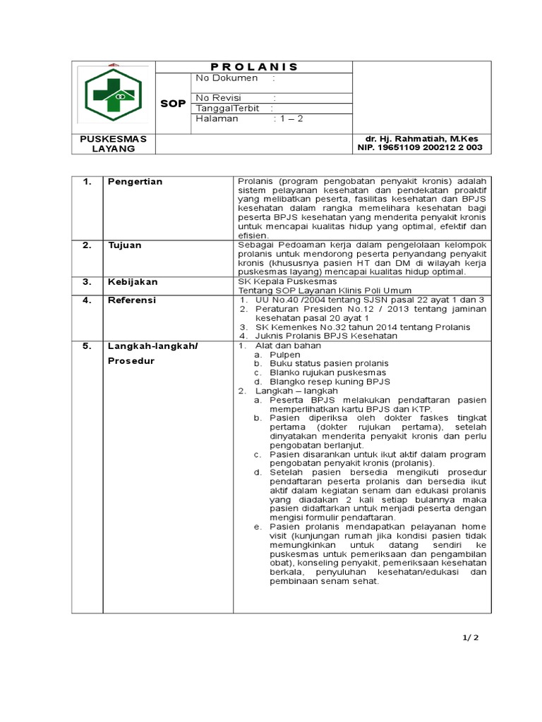 Sop Prolanis | PDF