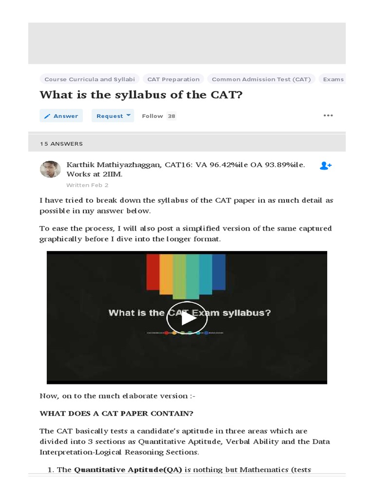 Cat Syllabus | PDF | Teaching Mathematics | Science