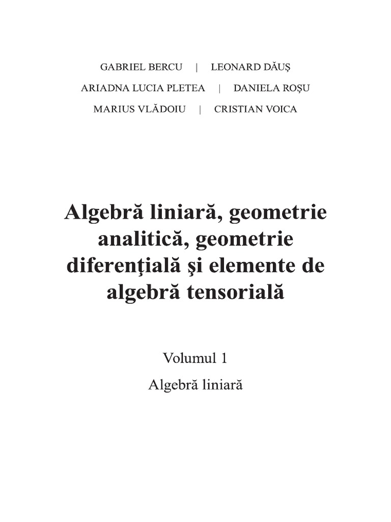 Algebra Liniara PDF | PDF