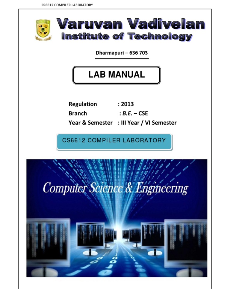 Cs6612 Compiler Laboratory | PDF | Program Optimization | Parsing
