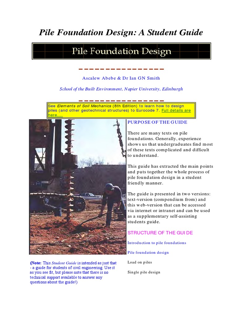 Pile Foundation Design A Student Guide | PDF | Deep Foundation | Geotechnical Engineering