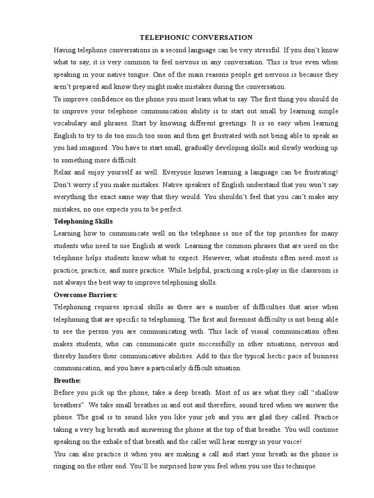 Telephone Conversation | PDF | Telephone | Conversation