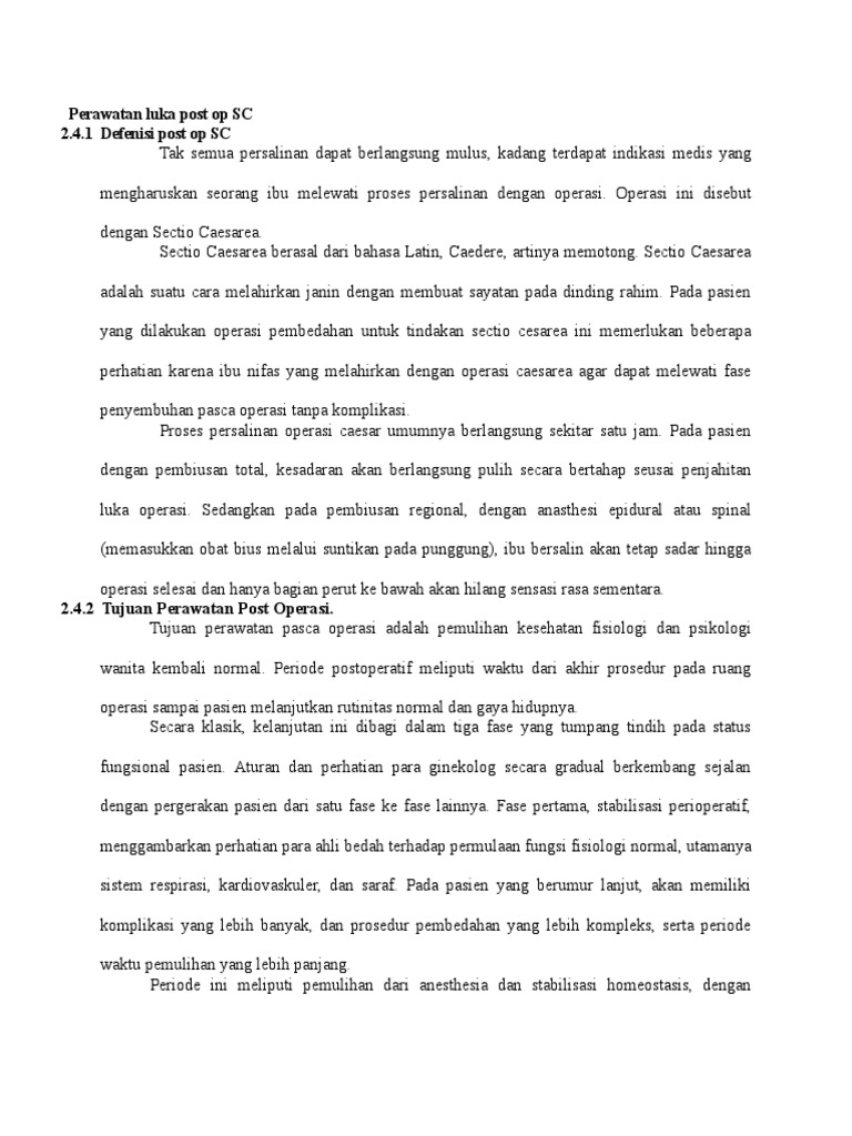 Perawatan Luka Post Op SC | PDF