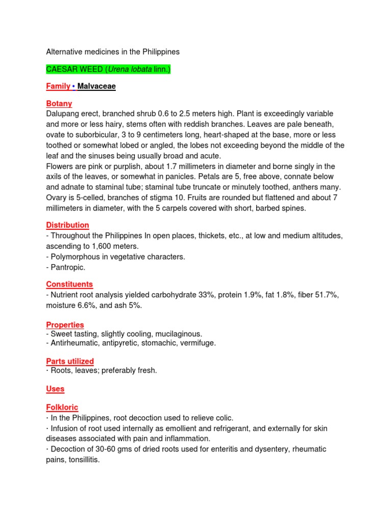 Alternative Medicines in The Philippines | PDF | Inflammation | Antioxidant