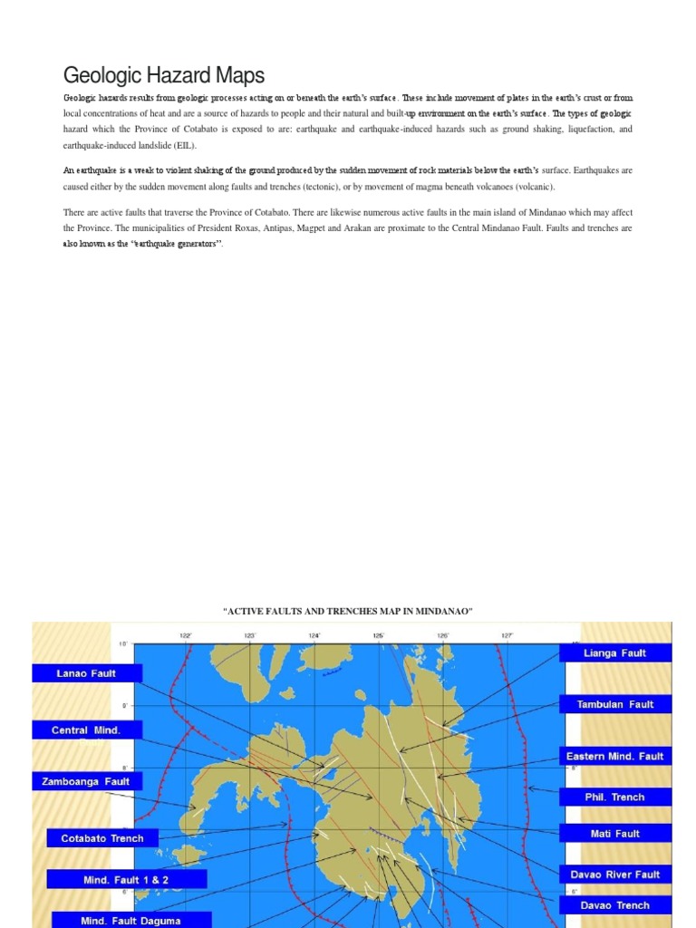 Geologic Hazard Map in Mindanao | Earthquakes | Geology