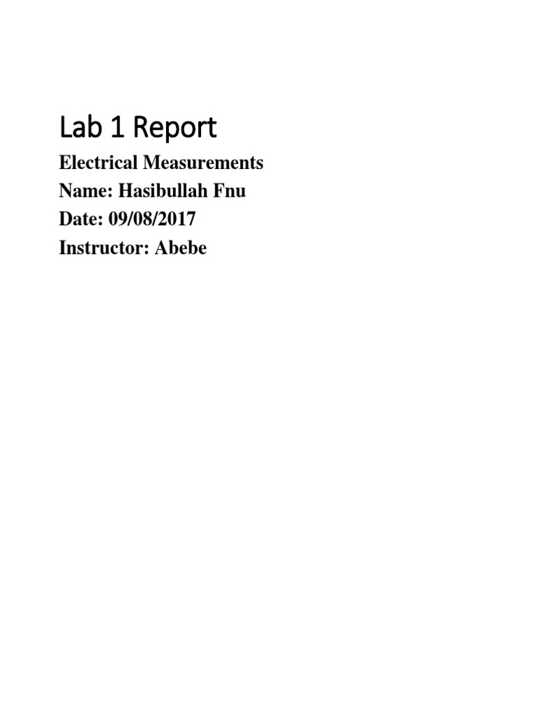 Lab 1 Electrical Measurements | PDF | Voltage | Electrical Resistance ...