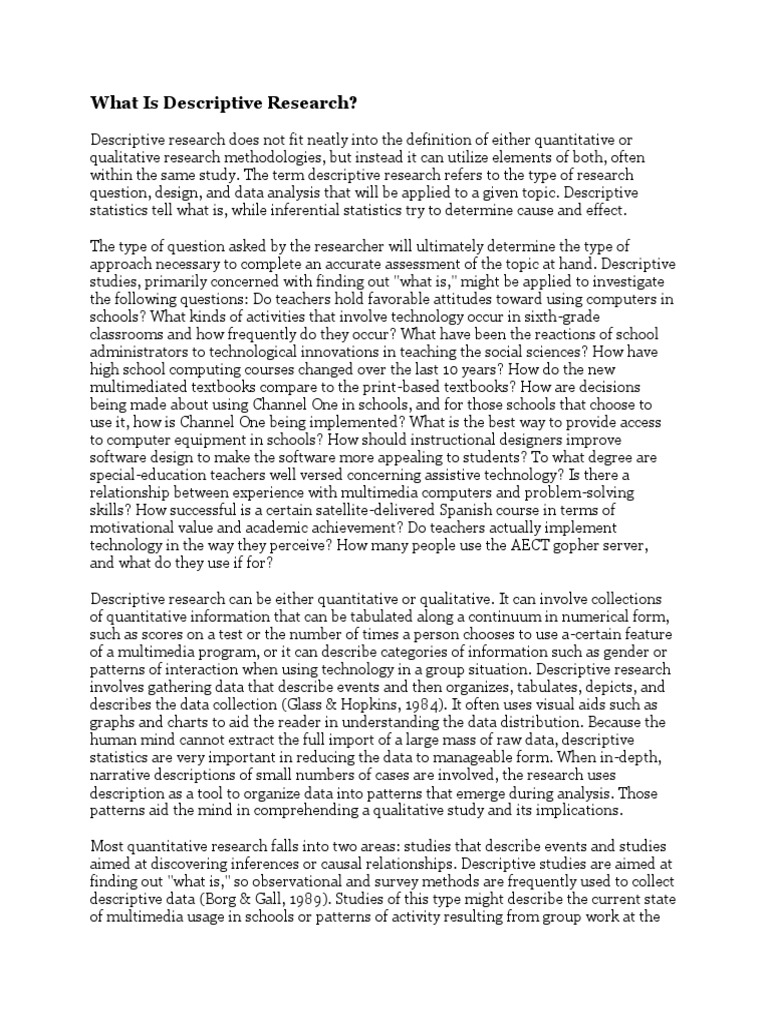 What Is Descriptive Research | PDF | Quantitative Research | Statistics
