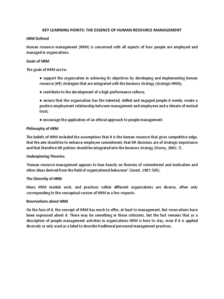 Key Learning Points | PDF | Human Resource Management | Strategic Management