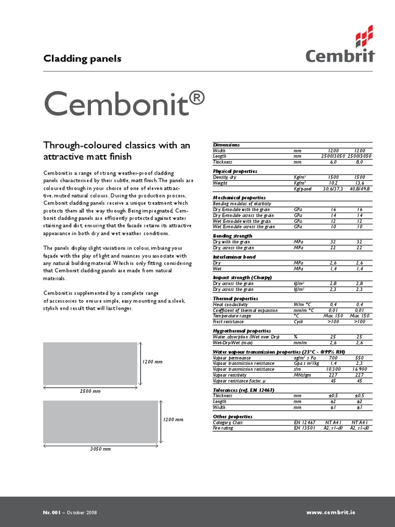 Datasheet Cembonit EI | PDF | Pascal (Unit) | Building Technology