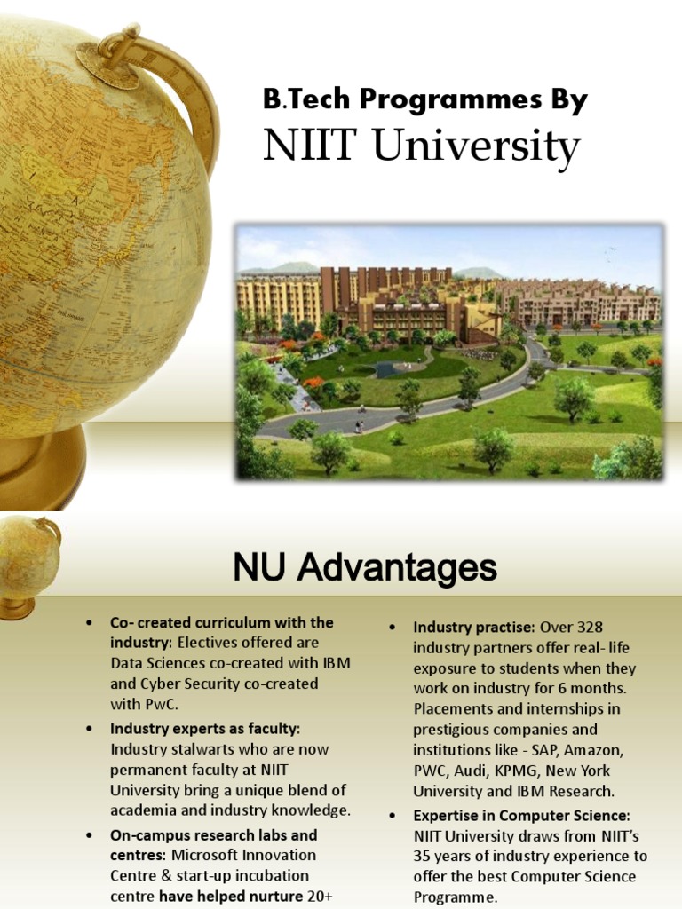 B.tech Programmes NIIT University | PDF | University And College ...