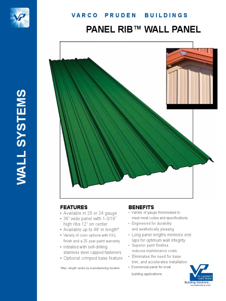 Panel Rib™ Wall Panel: Varco Pruden Buildings | PDF | Stainless Steel ...