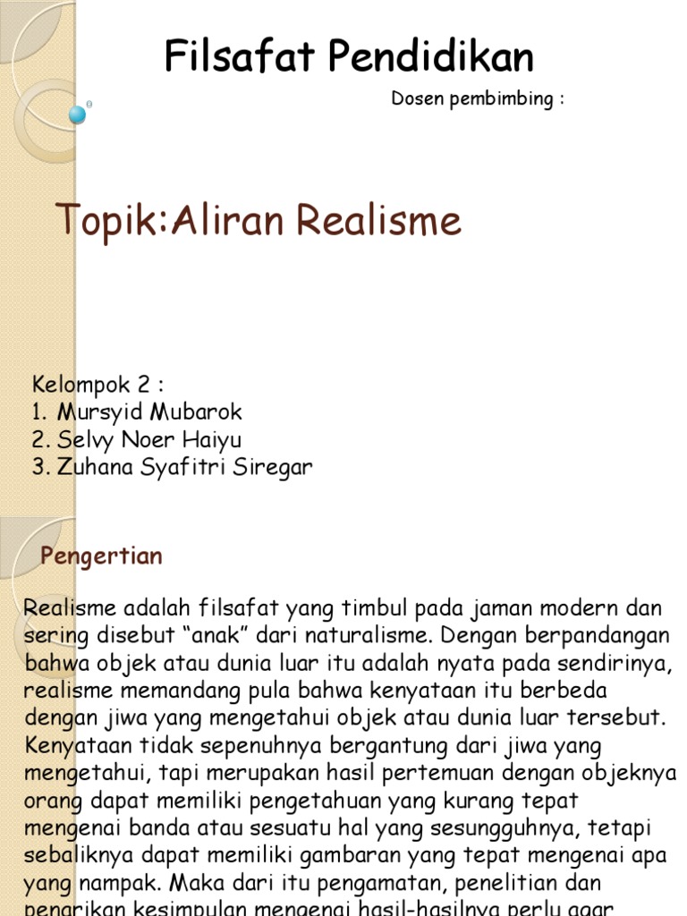 Filsafat Pendidikan Realisme | PDF