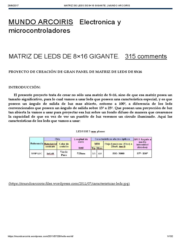 Creación de Matriz LED 8x16 Gigante | PDF | Diodo emisor de luz | Placa ...