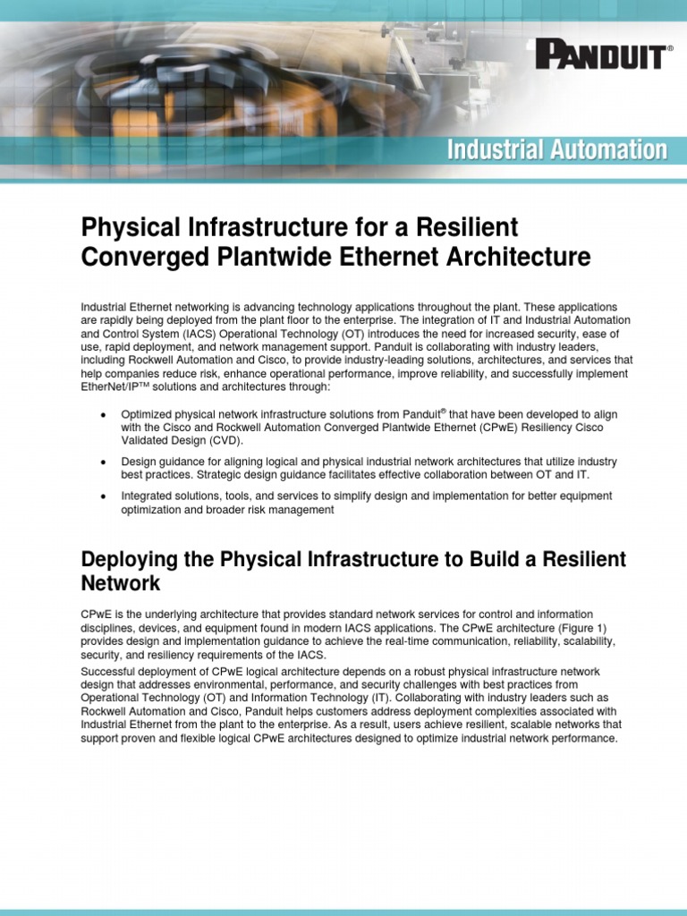 CPwE Architecture Summary Panduit | PDF | Network Switch | Network Topology