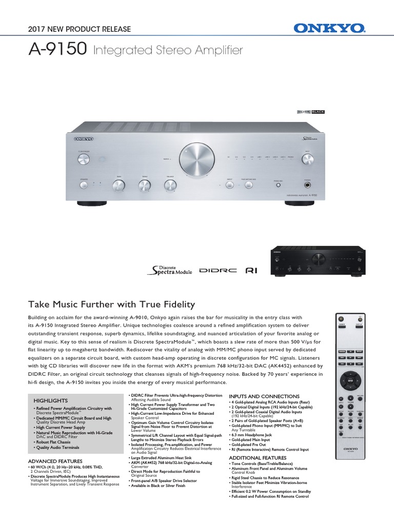 ONKYO A-9150 Datasheet en | PDF | Amplifier | Loudspeaker