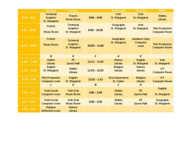 My Timetable Pdf