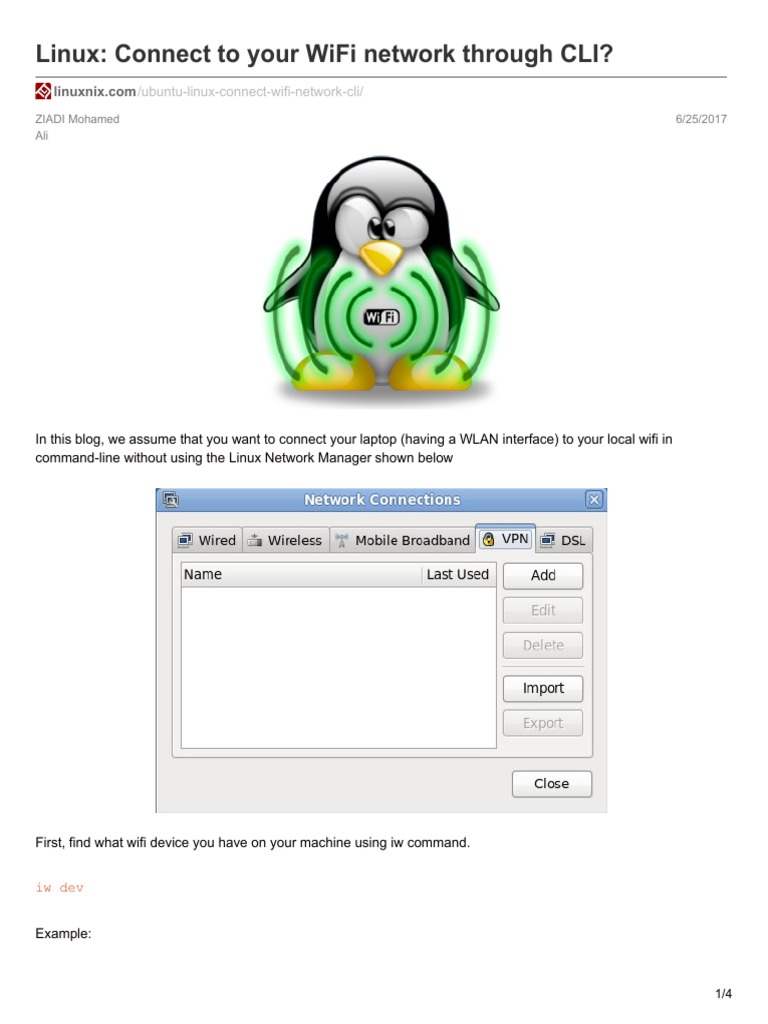 Linux Connect To Your WiFi Network Through CLI | PDF | Wi Fi | Command ...