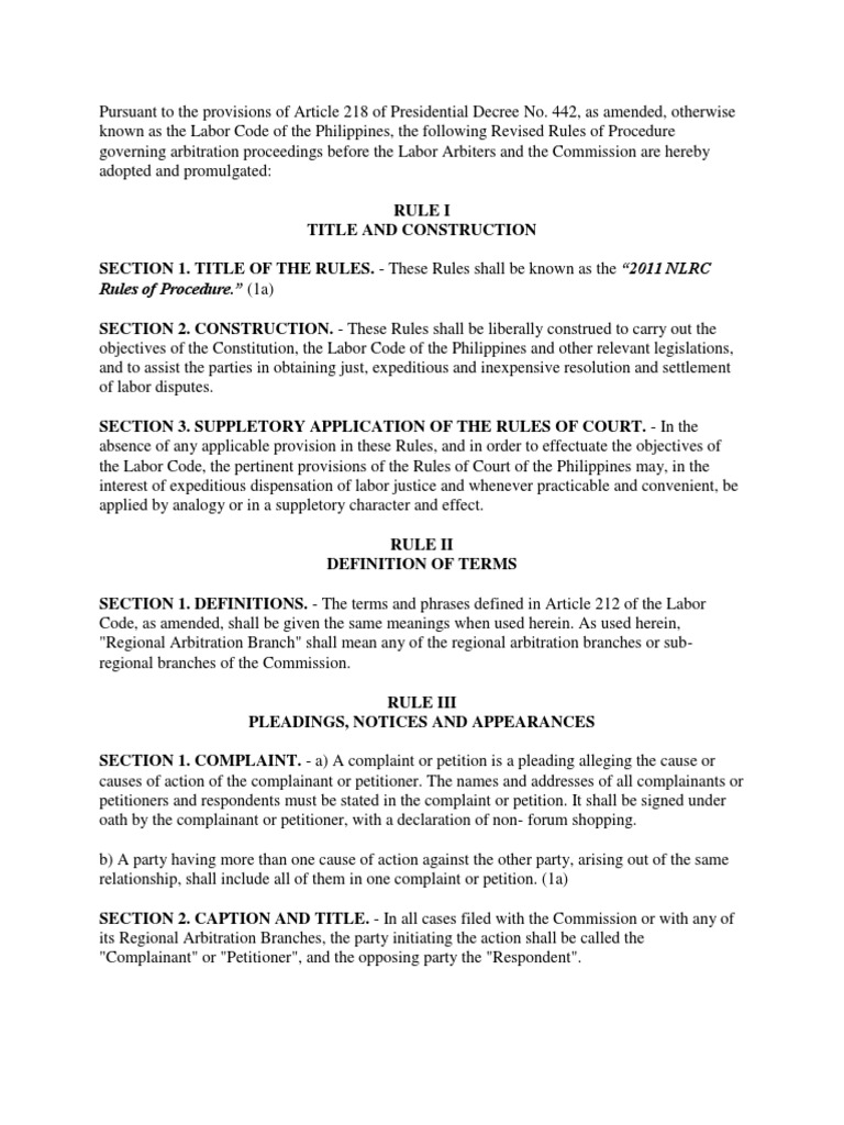 NLRC Procedures | PDF | Arbitration | Pleading