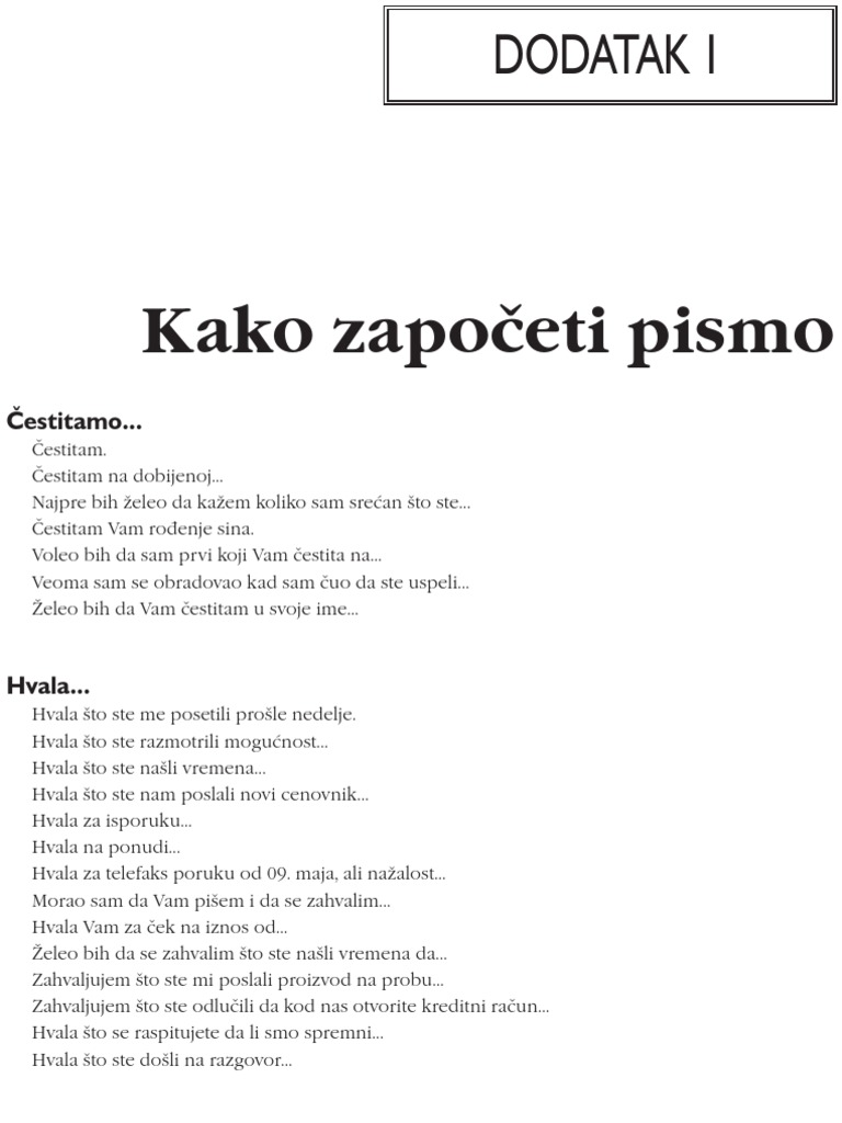 Kako Zapoceti Pismo | PDF