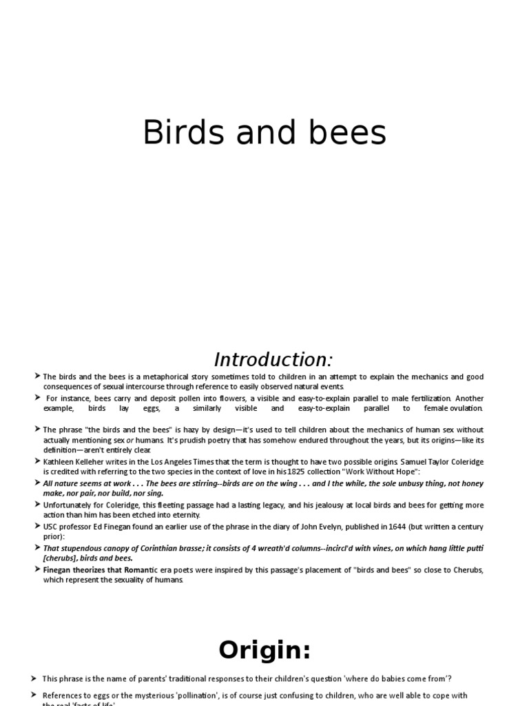 Birds And Bees Pdf Sex Education Sexual Intercourse