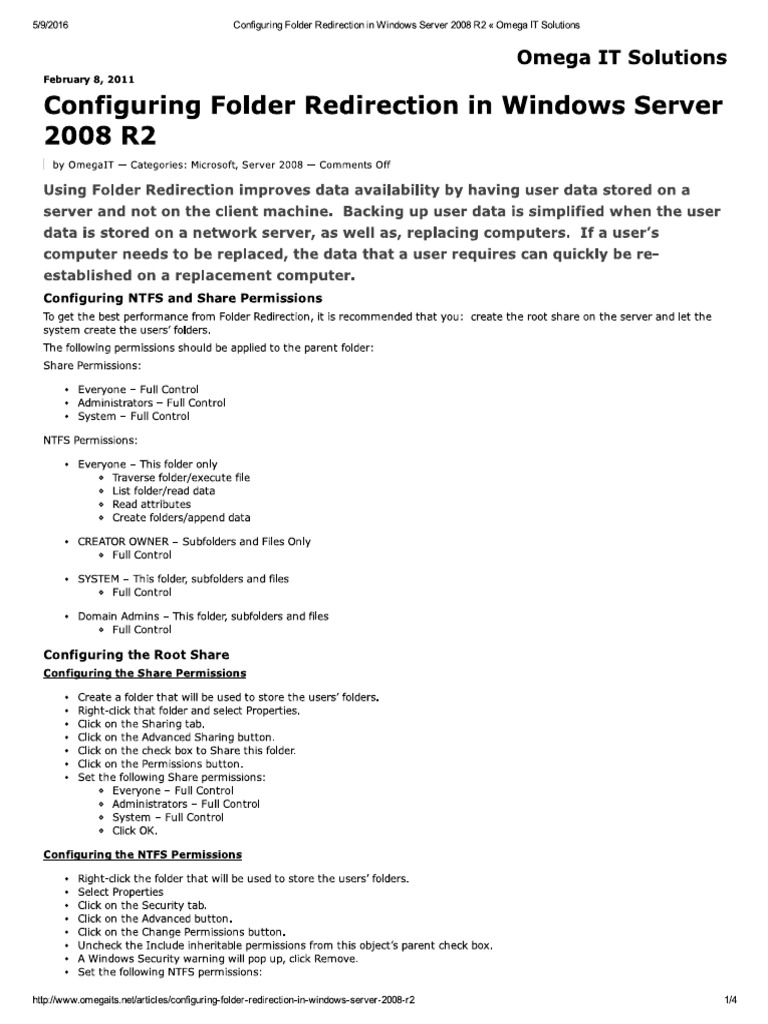 Folder Redirection | PDF