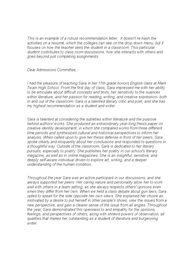 This Is An Example of A Robust Recommendation Letter | PDF | Experiment ...