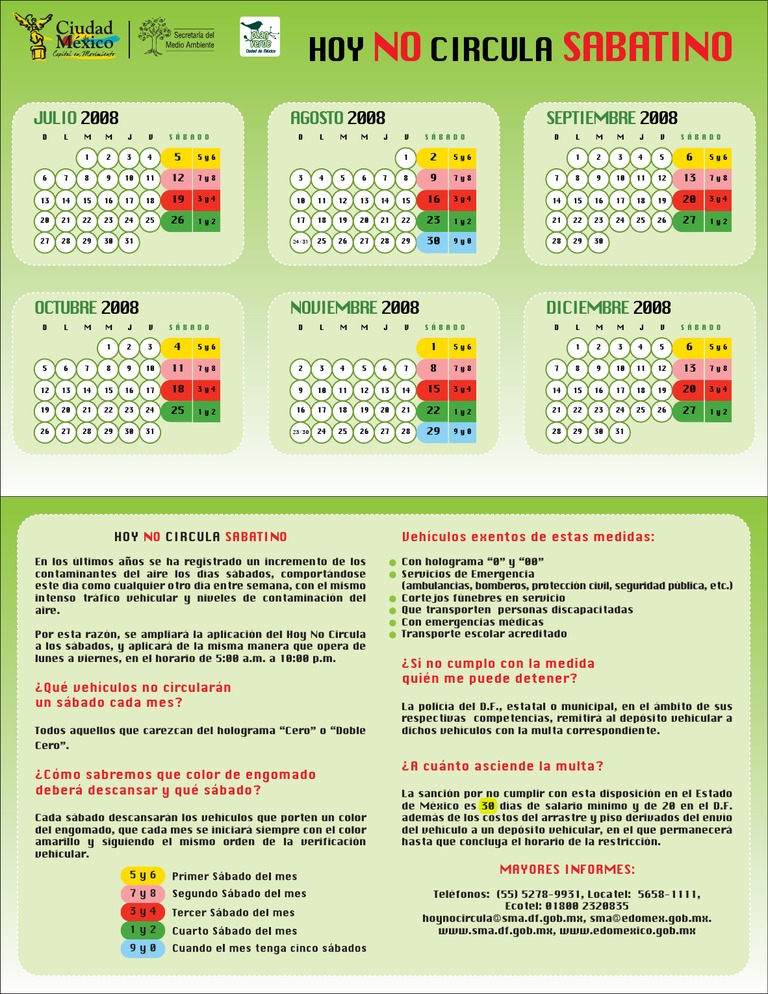 Hoy No Circula Sabatino Calendario | PDF | Violencia